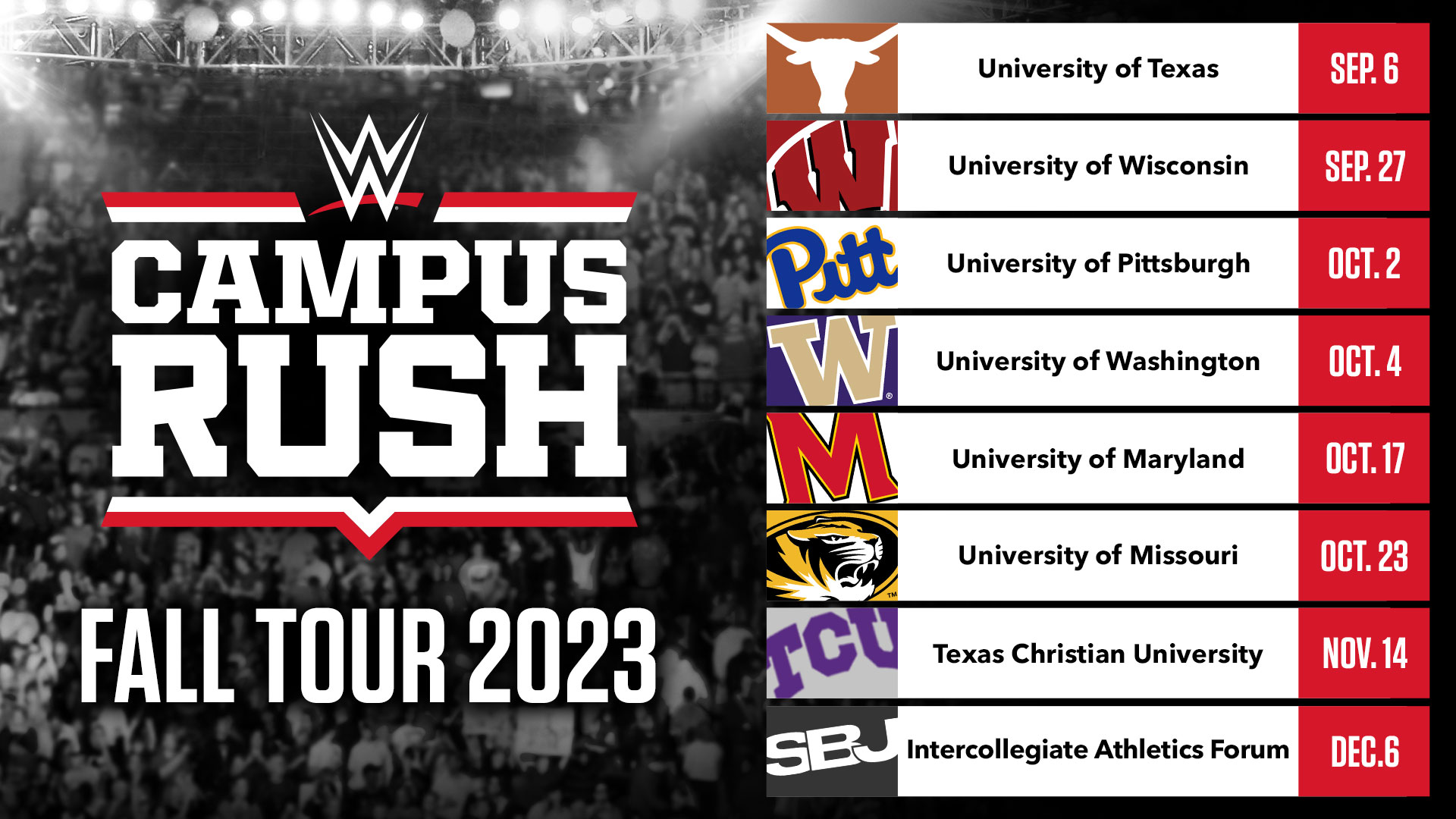 WWE® CAMPUS RUSH RECRUITMENT TOUR CONTINUES THIS FALL - Back Sports Page